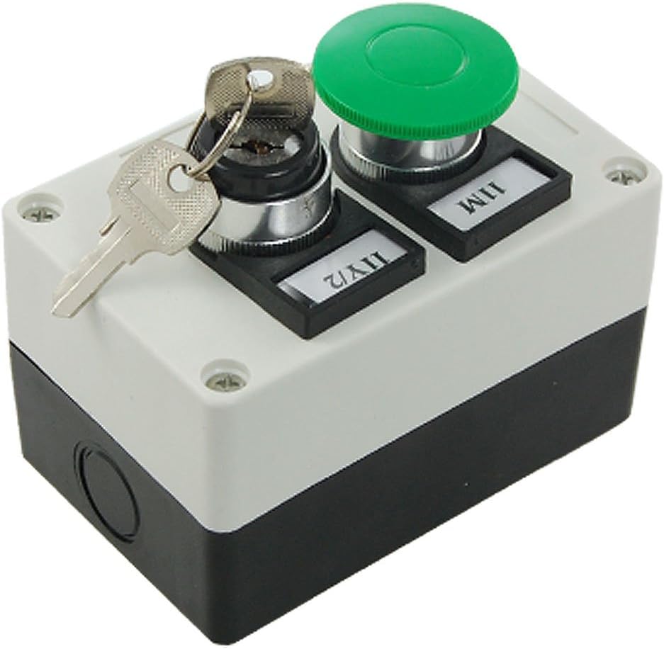 Key Locking Rotary Switch Mushroom Push Button Station : Amazon.co.uk ...