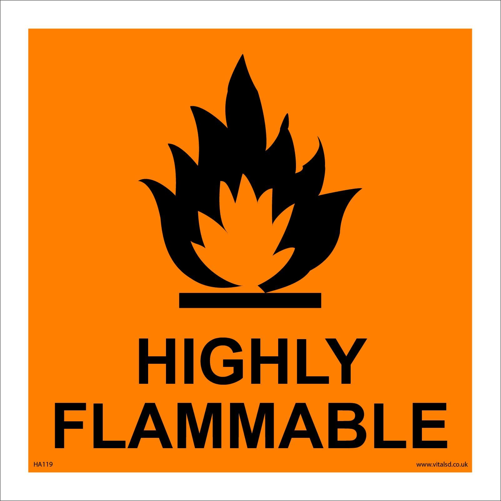 HA119 Highly Flammable Flame Fire Explosion Toxic Dangerous No Smoking ...