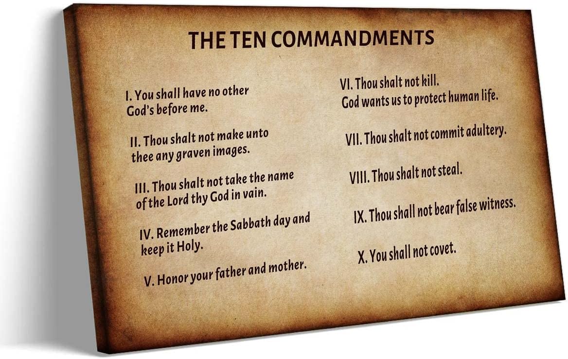 Amazon.com: Ten Commandments Wall Art Framed Prayer Poster Vintage Ten ...