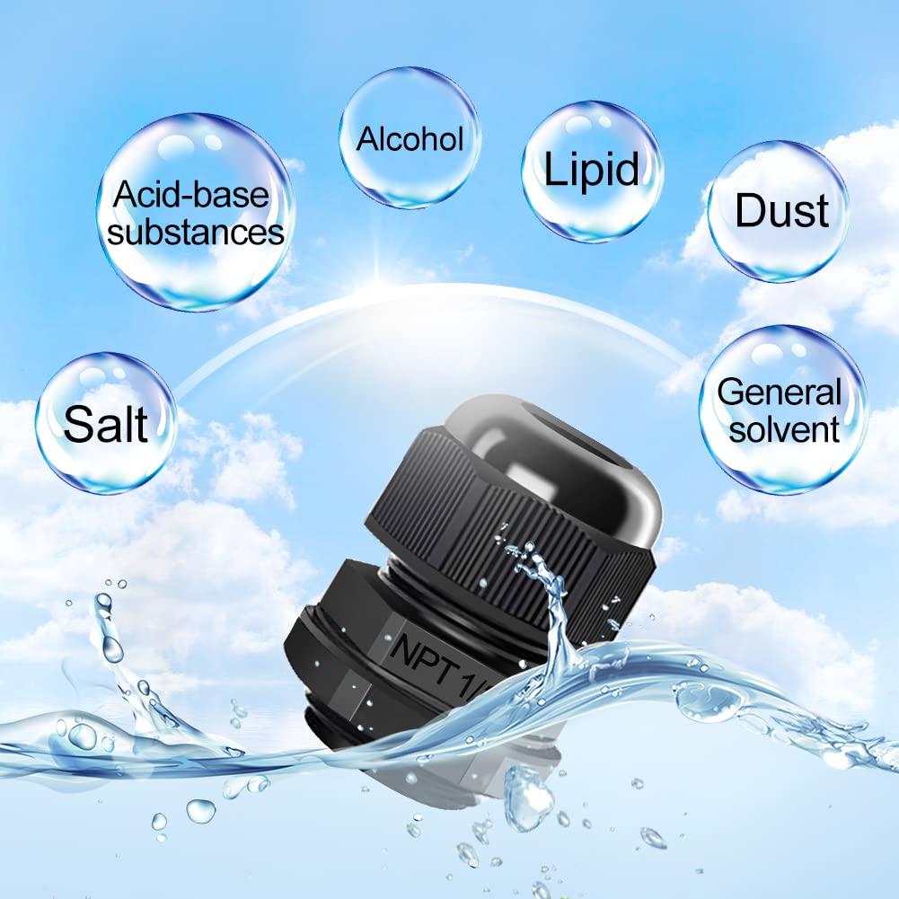 Snapklik.com : AIRIC 1/2" NPT Cable Glands Nylon PA66, Black IP68 ...