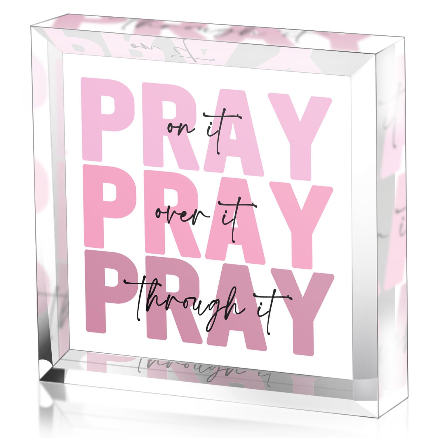 Amazon.com: Pink Inspirational Decor Pray Over It Bible Verse Wall Art ...