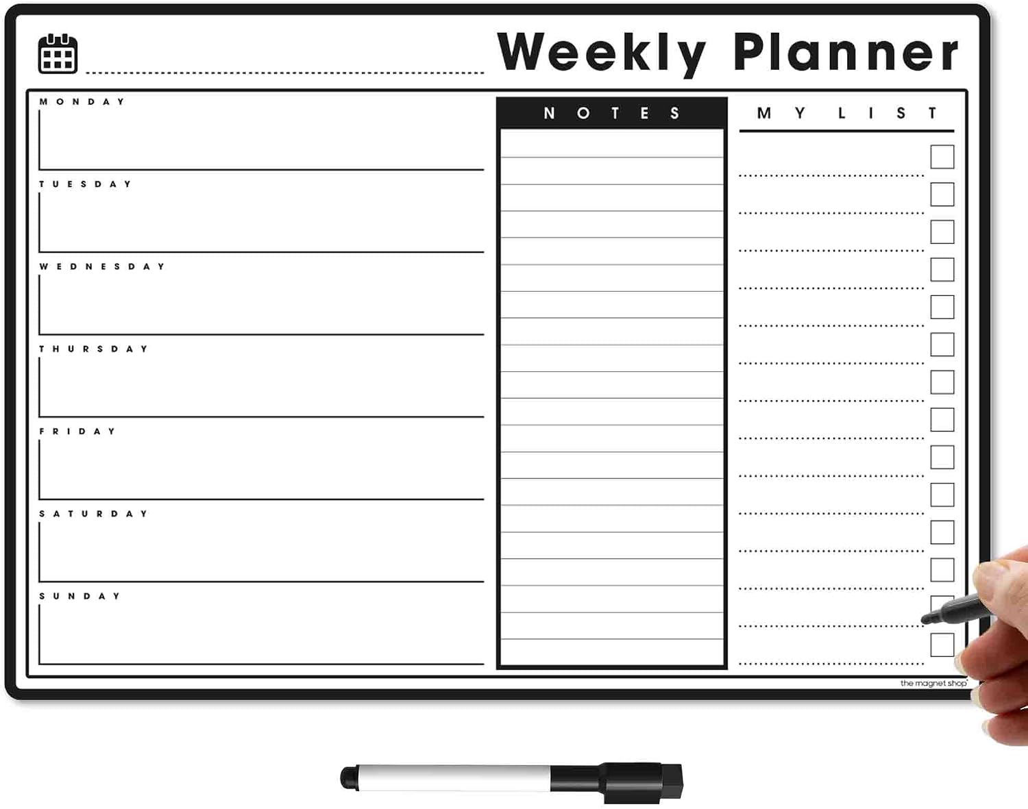 TMS A3 Magnetic Weekly Planner | Made in the UK | Fridge Whiteboard ...