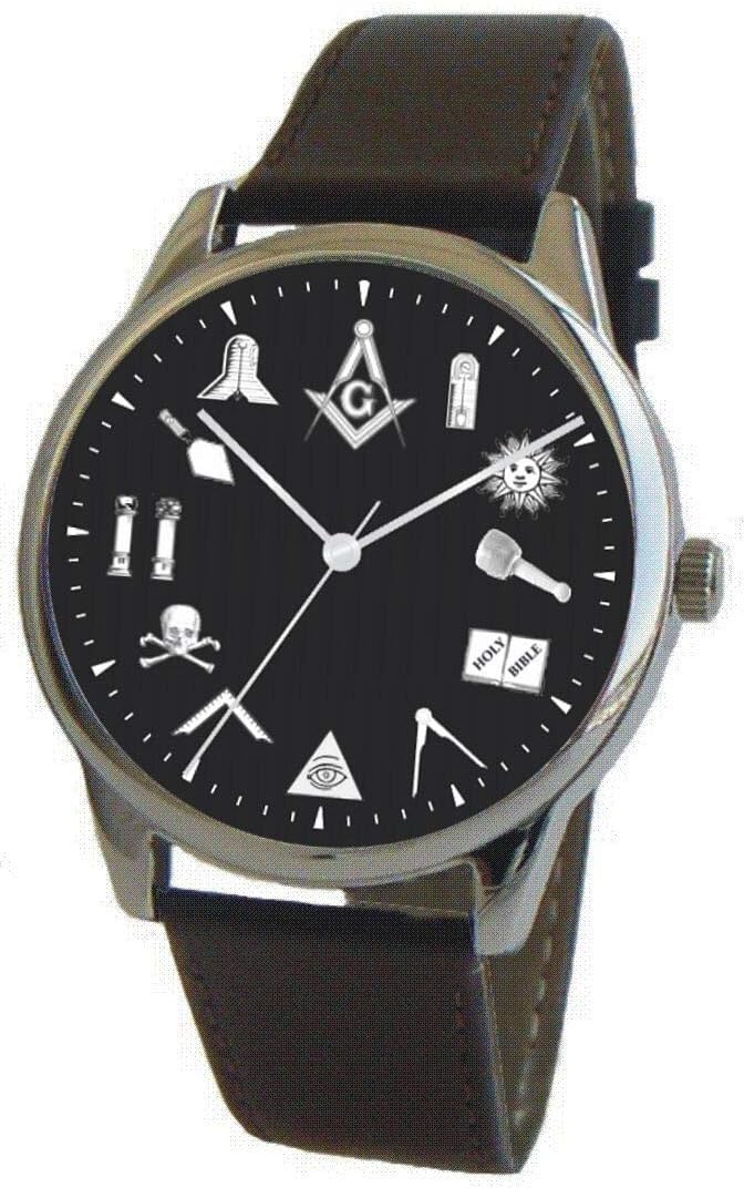 Amazon.com: The Classic Masonic Emblem Black Dial Watch Has Black ...