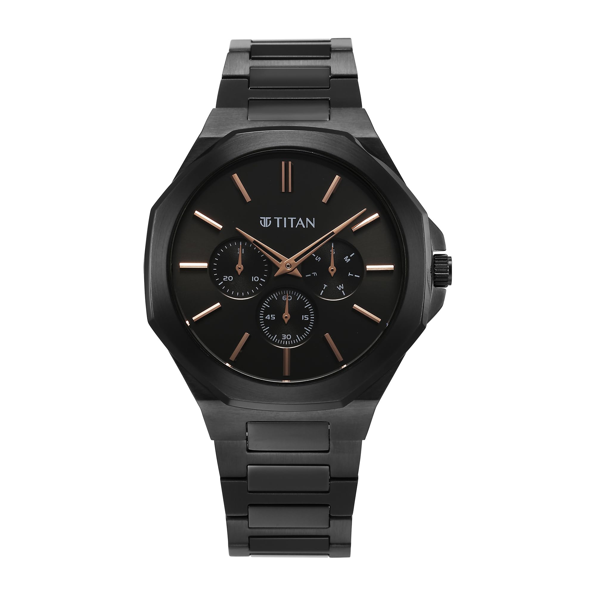 Buy Titan Classic Slim Multifunction Quartz Multifunction Black Dial ...