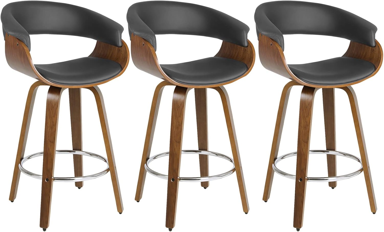 Amazon.com: Counter Height Bar Stools Set of 3 Mid Century Modern ...