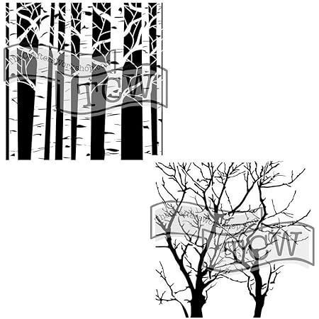 Amazon.com: 8 Pieces Reusable Tree Stencils Aspen Trees Stencils ...