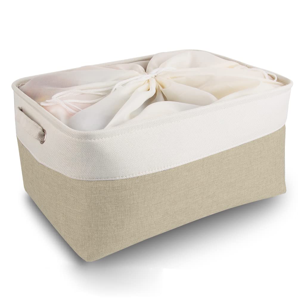 Mangata Large Canvas Storage Box Fabric Storage Basket with Handles ...