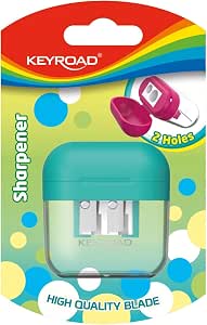 KEYROAD Plastic Double Pencil Sharpener with Container, Pack of 1 ...