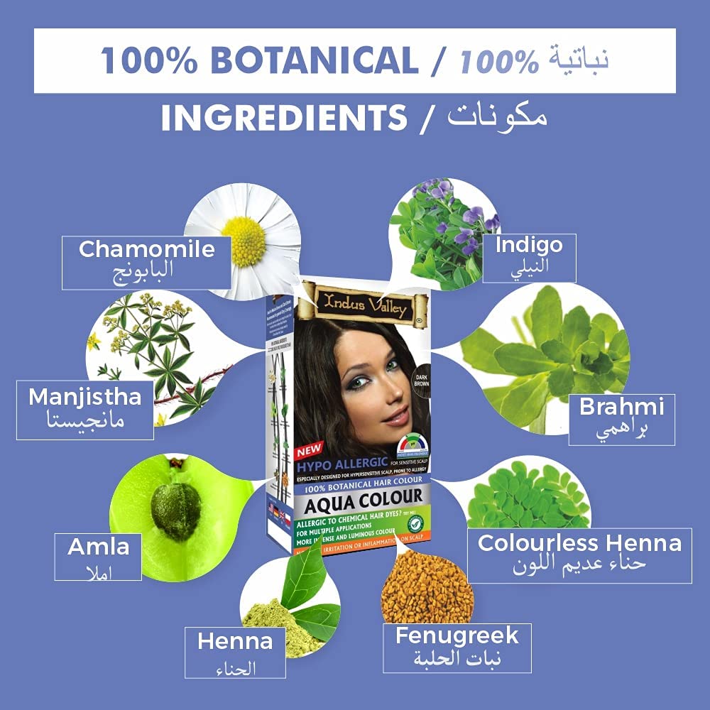 Indus Valley Hypo Allergic Aqua Halal Hair Color Dark Brown Gray ...