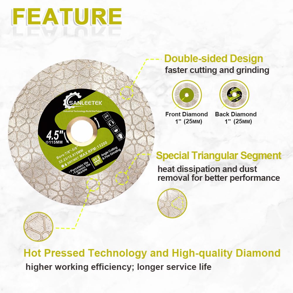Snapklik.com : Diamond Tile Saw Blade - 5pcs 115mm Diamond Cutting ...