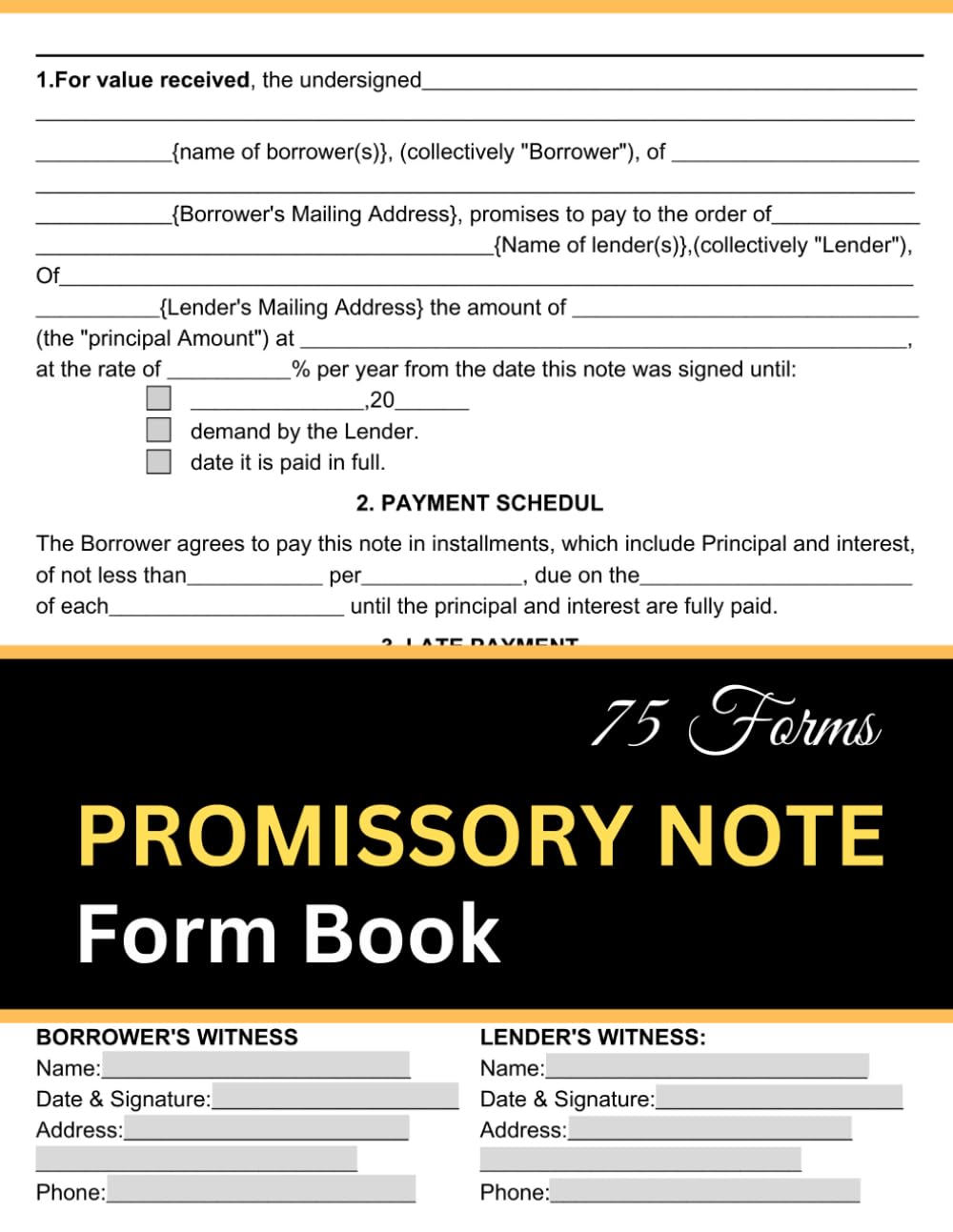 Amazon.com: Promissory Note Form Book: For Lender and Borrower, Terms and Conditions, 75 forms ...