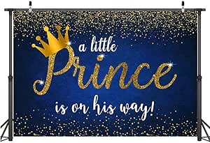 Amazon.com : Royal Blue Little Prince Backdrop for Boy Baby Shower ...