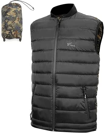 8 Fans Men’s Camo Softshell Vest, Warm Outdoor Sleeveless Jacket for ...