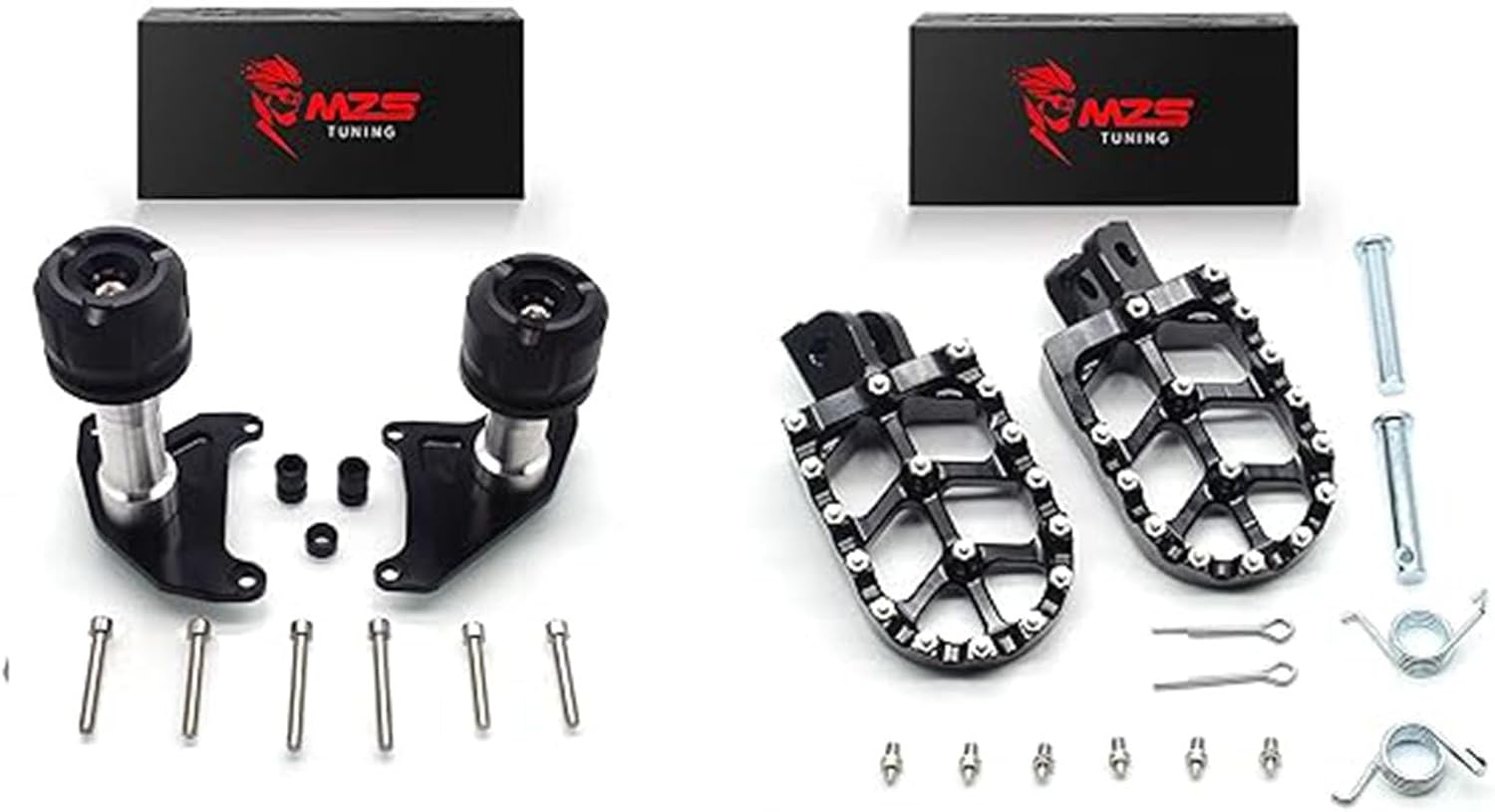 Amazon.com: MZS Motorcycle Frame Sliders + Foot Peg Compatible with ...
