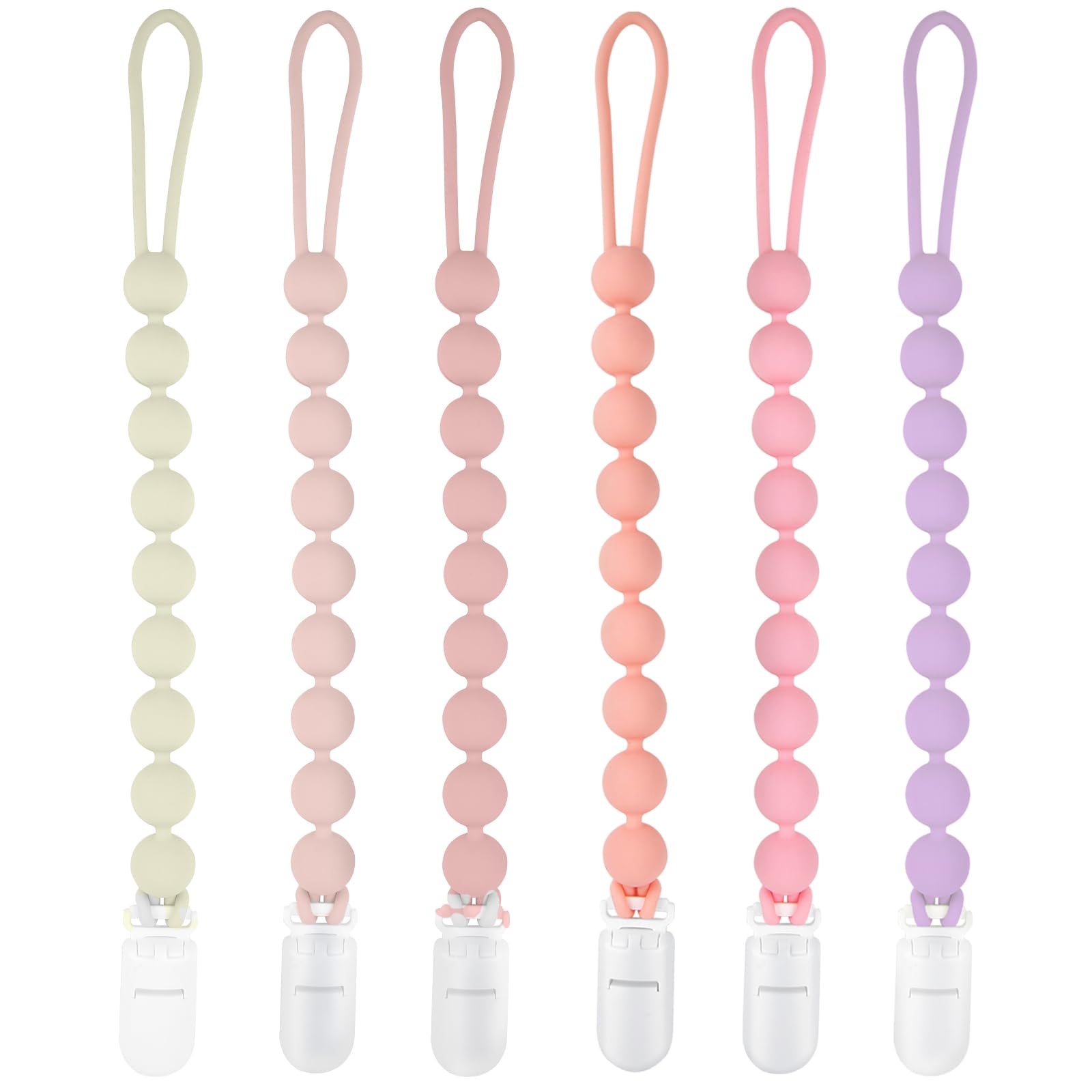 Amazon.com : MINMUNJIU Silicone Pacifier Clip Holder, 6 Pack One Piece ...