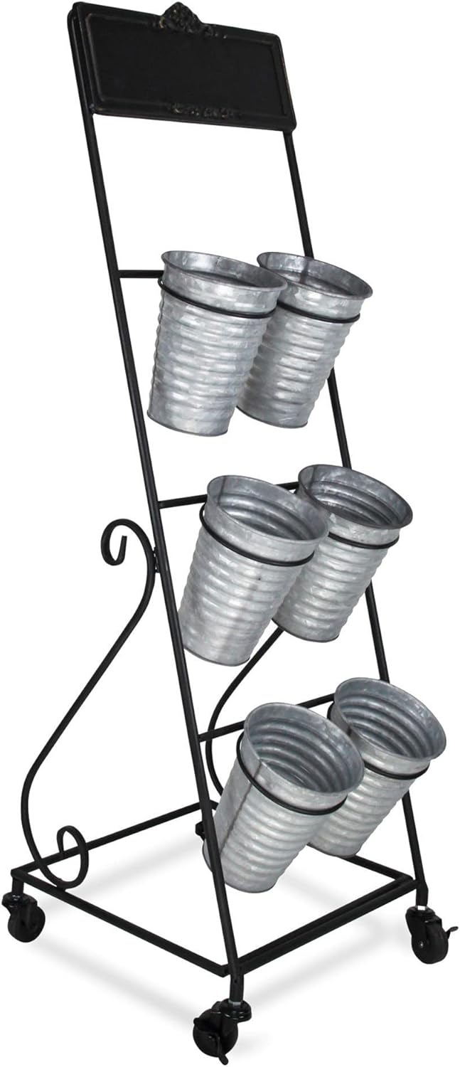 Amazon.com: Cheungs Metal Rolling Cart with 6 Removable Metal Pots and ...
