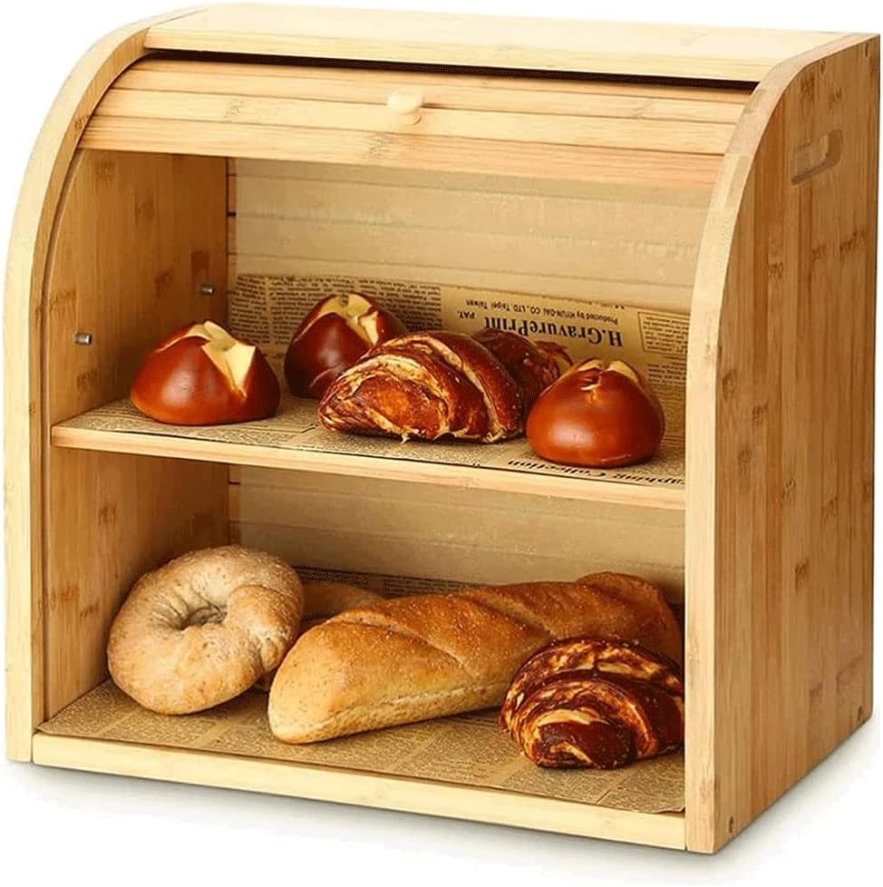 Amazon.com: LIOONS Bread Storage 2-tier Bread Box, Large Capacity Roll ...