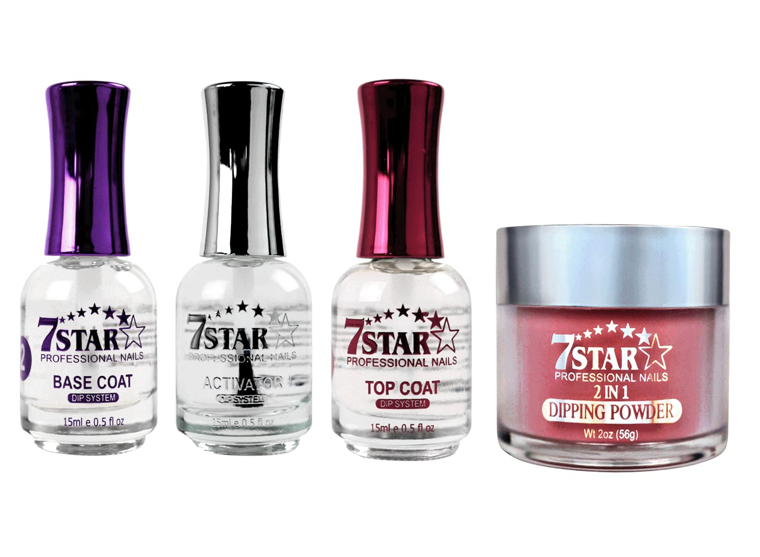 Amazon.com: 7 Star Nail Liquid Set 2,3,4 (Base, Active, Top + Dipping ...