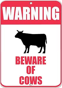 Amazon.com: Warning Beware of Cows Traffic Sign Label Decal Sticker ...