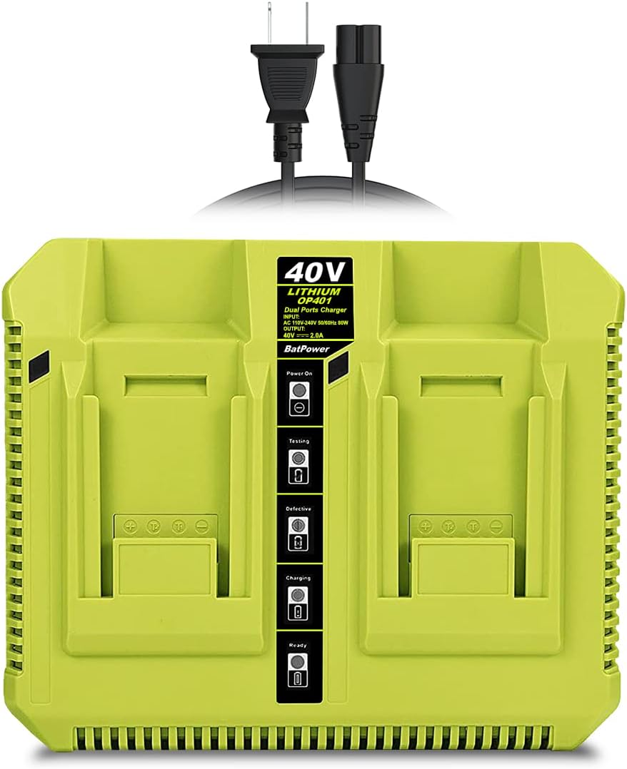 Amazon.com: 40V Dual Battery Rapid Charger for Ryobi - Fast Charges 2 ...