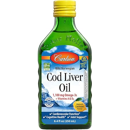 Amazon.com: Carlson - Cod Liver Oil, 1100 mg Omega-3s, Liquid Fish Oil ...