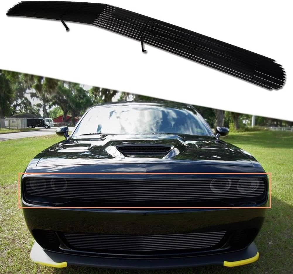 Amazon.com: Front Grill Insert fits 2015-2023 Dodge Challenger Phantom Black Billet Grille ...