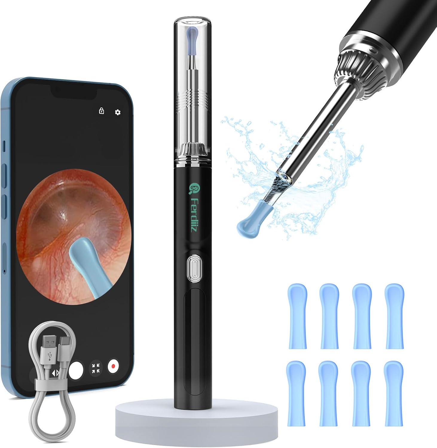 Ferdiiz Ear Wax Removal Kit, Earwax Remover Tool with 1080P Camera Ear ...