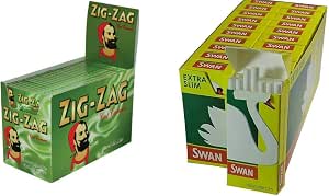1200 Zig ZAG Rolling Papers & 1200 SWAN Extra Slim Filter Tips : Amazon ...