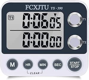 FCXJTU Digital Dual Kitchen Timer, Dual Count UP/Down Timer, Cooking ...