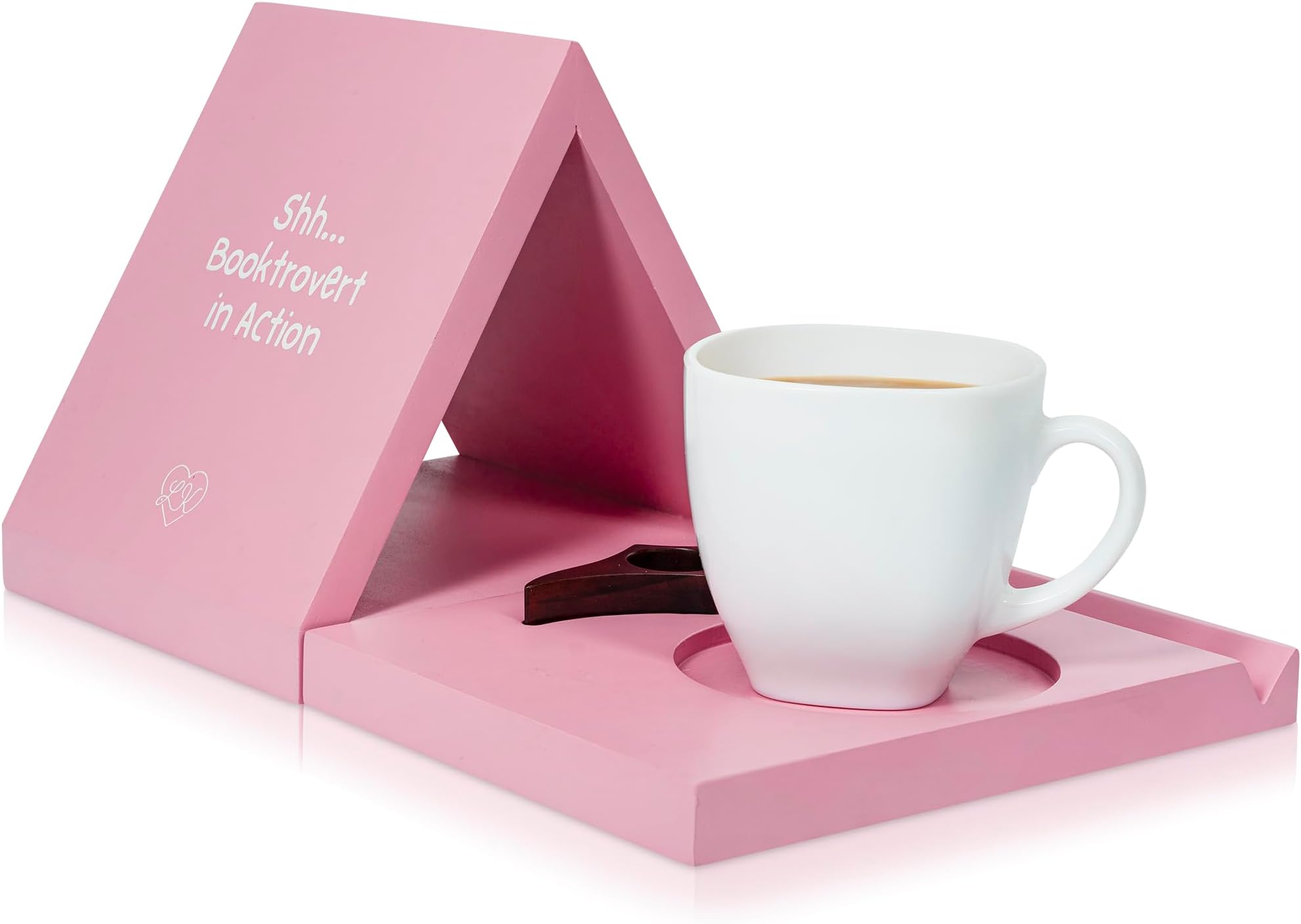 Amazon.com : Wooden Triangle Book Rest with Cup Holder, Book Nook ...