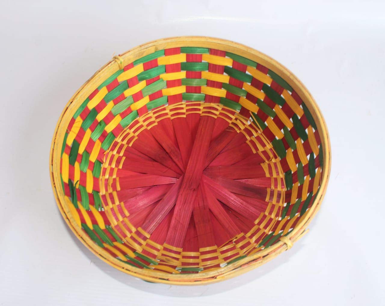 Pack of 4 - Handmade Bamboo Round Flower Basket/Tokri - (Multi Color ...