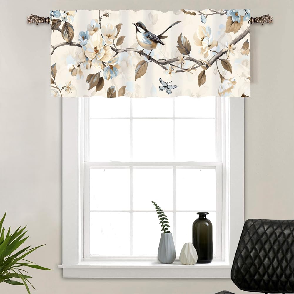 Amazon.com: HDESDIS 1 Panel Retro Branch Bird Window Valances, Floral ...