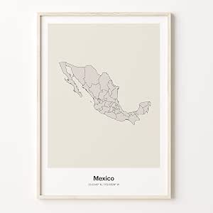 Amazon.com - Mexico Print, Mexican Gift, Minimalistic Country Map ...