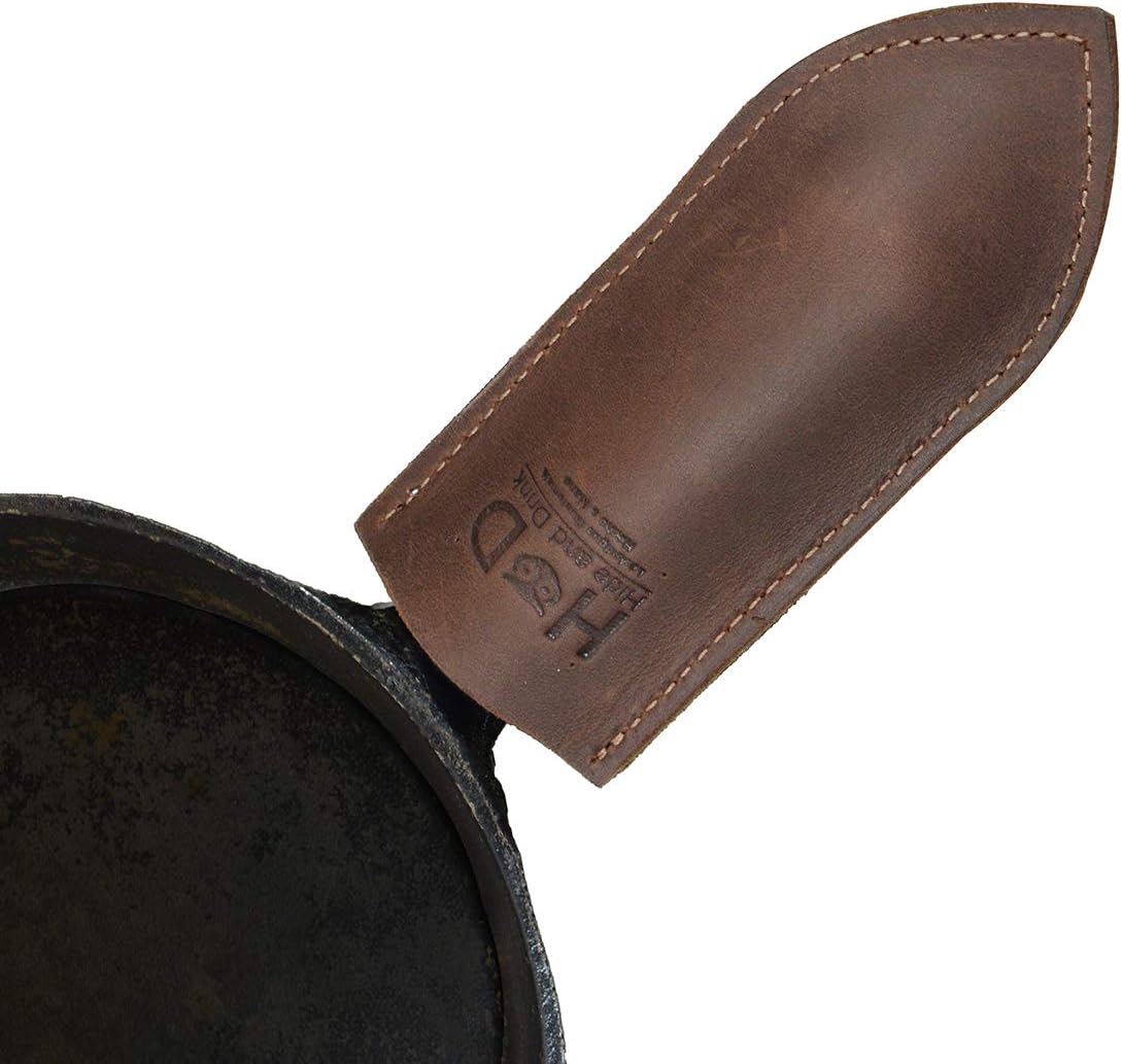 Amazon.com: Hide & Drink, Rustic Thick Leather Cast Iron Hot Handle ...