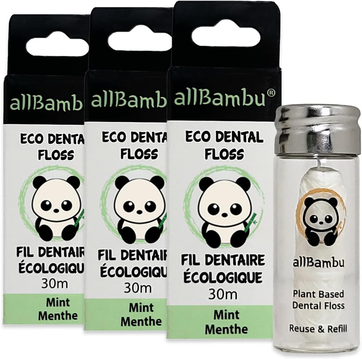 Amazon.com : allBambu Vegan Natural Eco Dental Floss, Eco Friendly ...