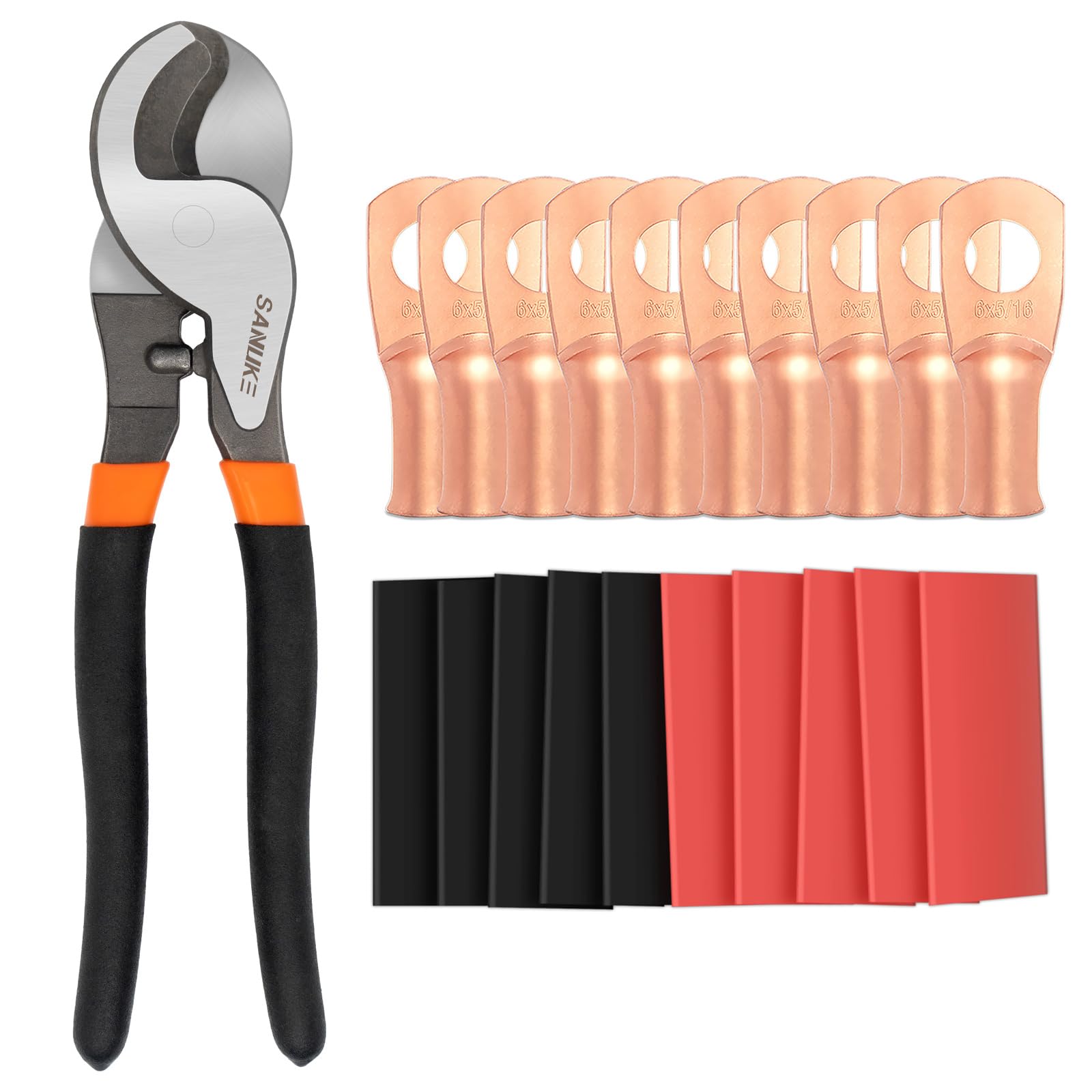 Sanuke 10-Inch Heavy Duty Battery Cable Cutter and 10pcs 6 Awg - 5/16 ...