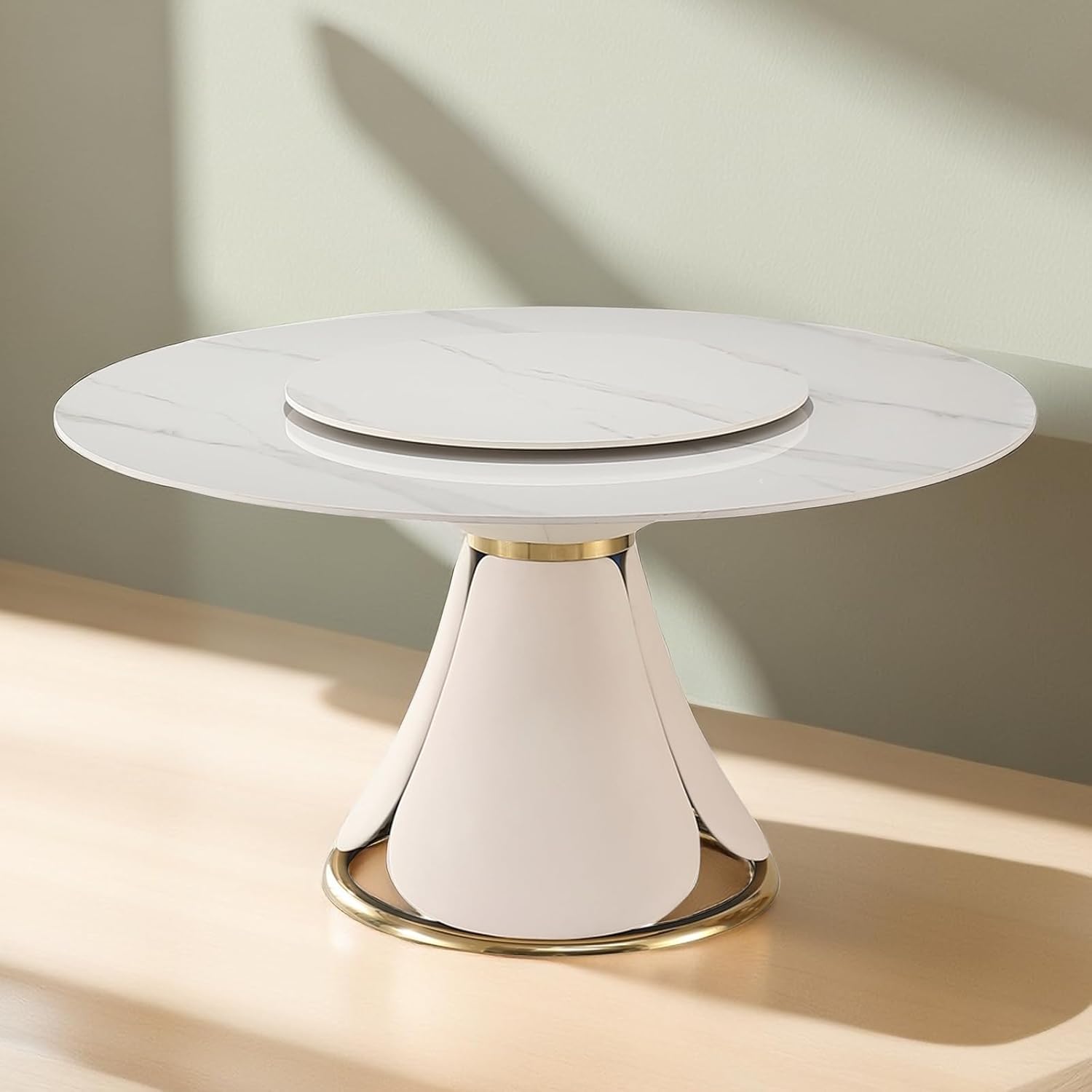 Amazon.com - Montary 59'' Round Dining Table, Modern Turntable Marble ...