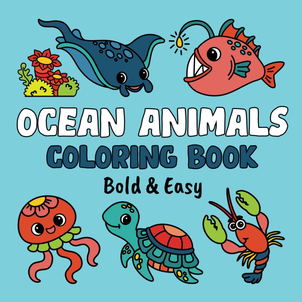 Amazon.com: Ocean Animals Bold and Easy Coloring Book: 60 Simple Sea ...