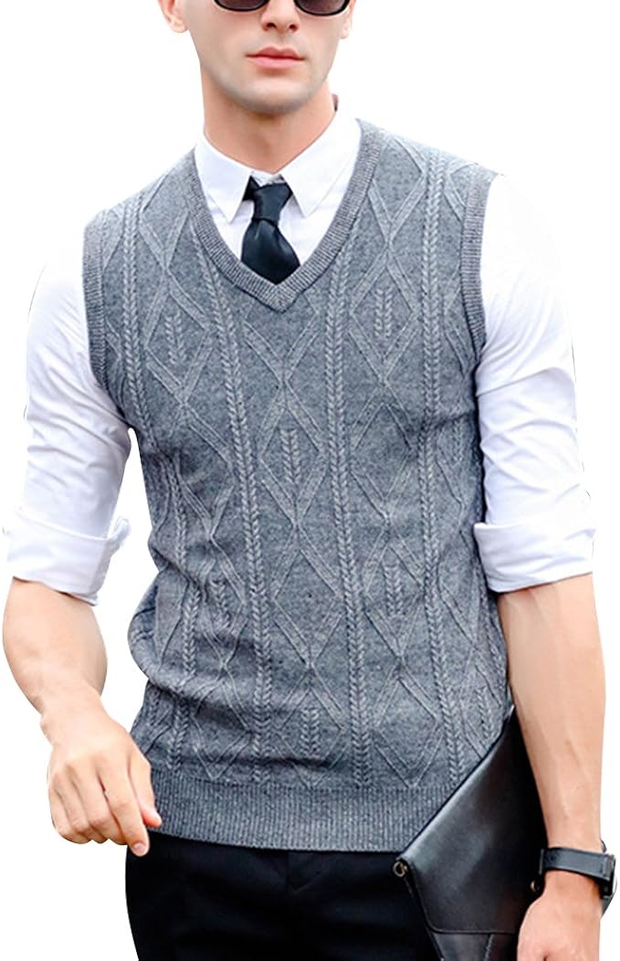 Herren V-Ausschnitt Pullunder Männer Ärmellos Strickweste Jacquard ...
