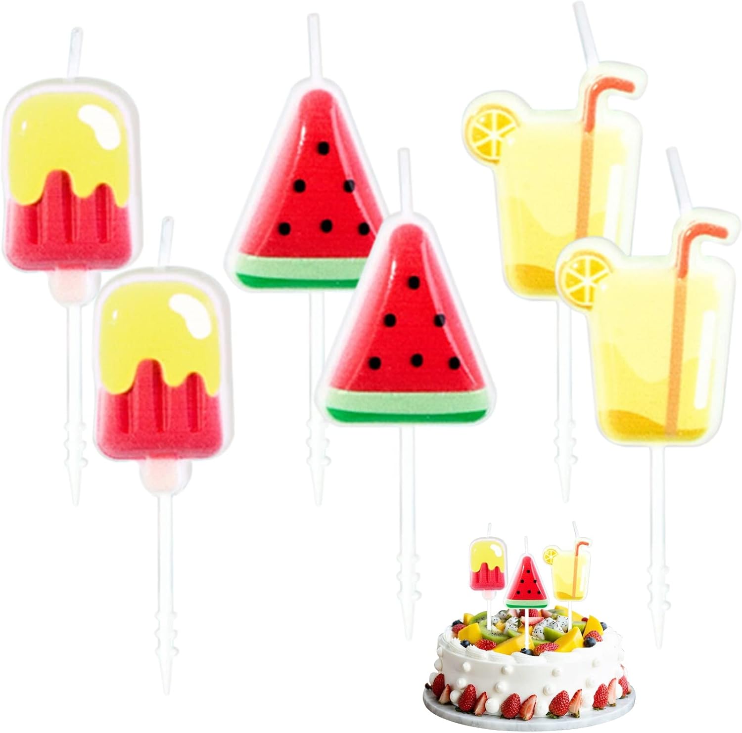 Amazon.com: CheeseandU 6Pcs Watermelon Birthday Candles Cute Summer ...