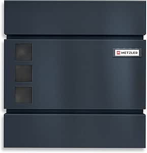 Metzler moderner Briefkasten mit Sichtfenstern Anthrazit RAL 7016 mit ...