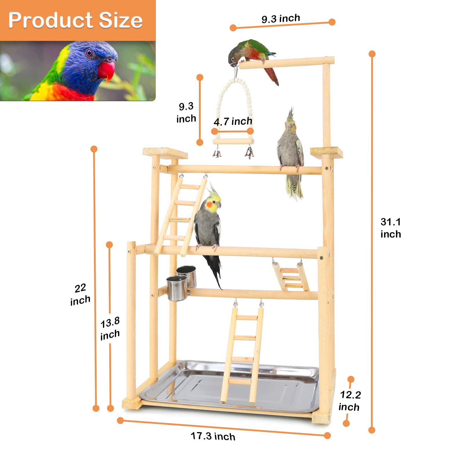 Snapklik.com : Large Bird Playground Parrot Perch Bird Stands 3 Layers ...