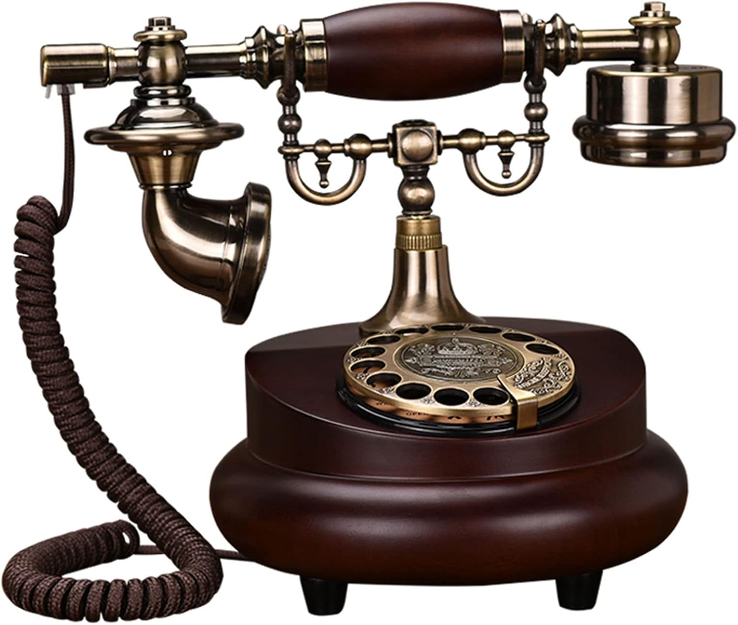 MRKU Retro Corded Phone,Vintage Desktop Landline Telephone,Wooden ...