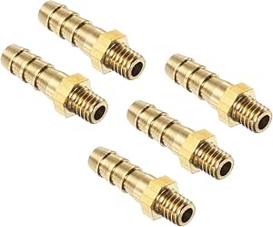 sourcing map 5Pcs Brass Hose Barb Fittings Metric M6-1 Male to Barb Fit ...