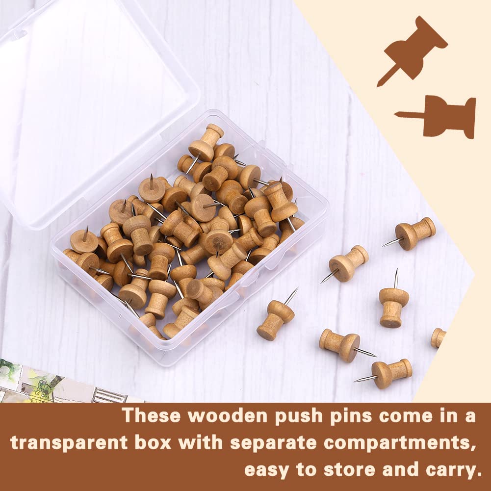 Snapklik.com : 50 Pcs Wooden Push Pins, Decorative Thumb Tacks, Push ...