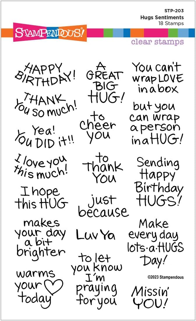 Amazon.com: Spellbinders Stampendous Hugs Sentiments Clear Stamp Set ...