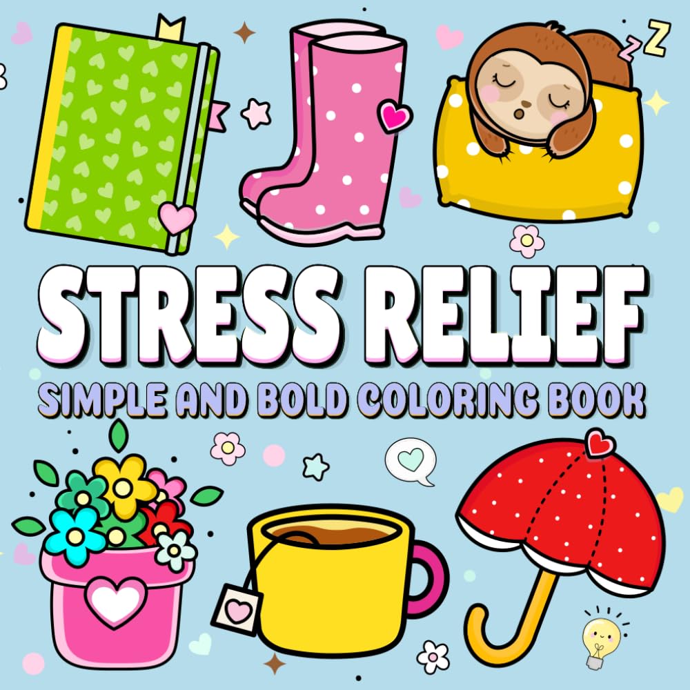 Amazon.com: Stress Relief: Simple and Bold Coloring Book for Adults and ...