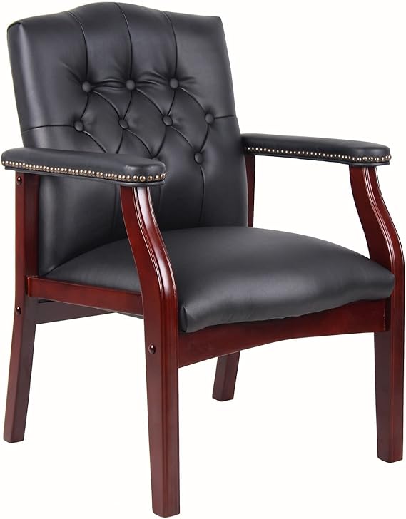 Amazon.com: Ergonomic High Back Office Guest Chair - Black Leather ...