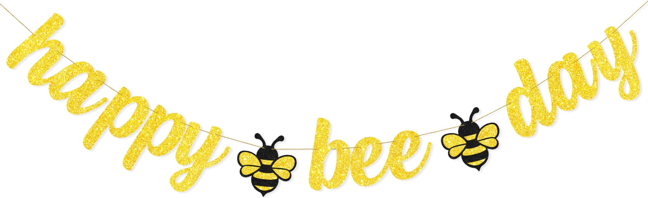 Amazon.com: VILIFEVER Pre-Strung Happy Bee Day Banner Bee Themed ...