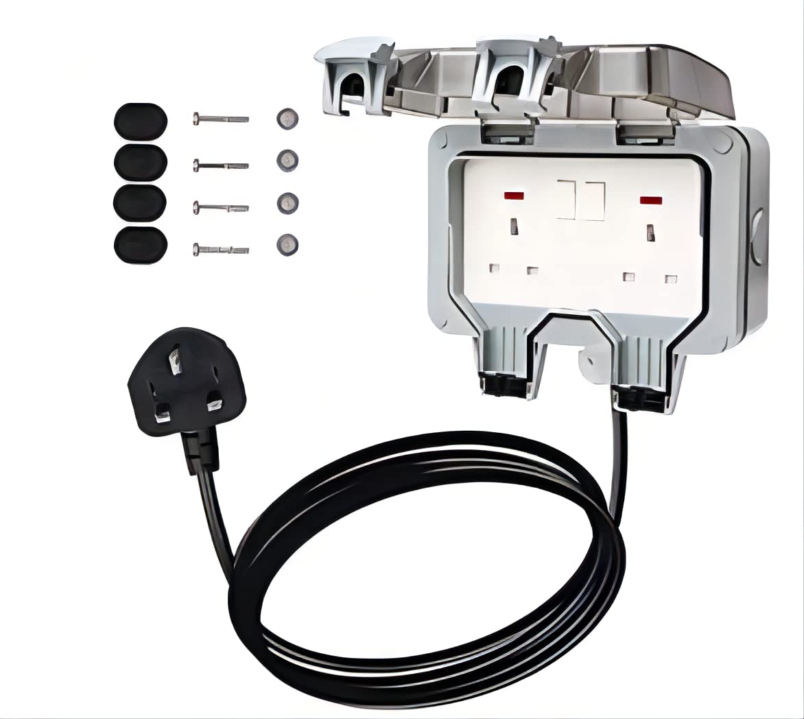 Wall Electrical Outlets, Outdoor Waterproof Socket Box, 2 Gang Wall ...